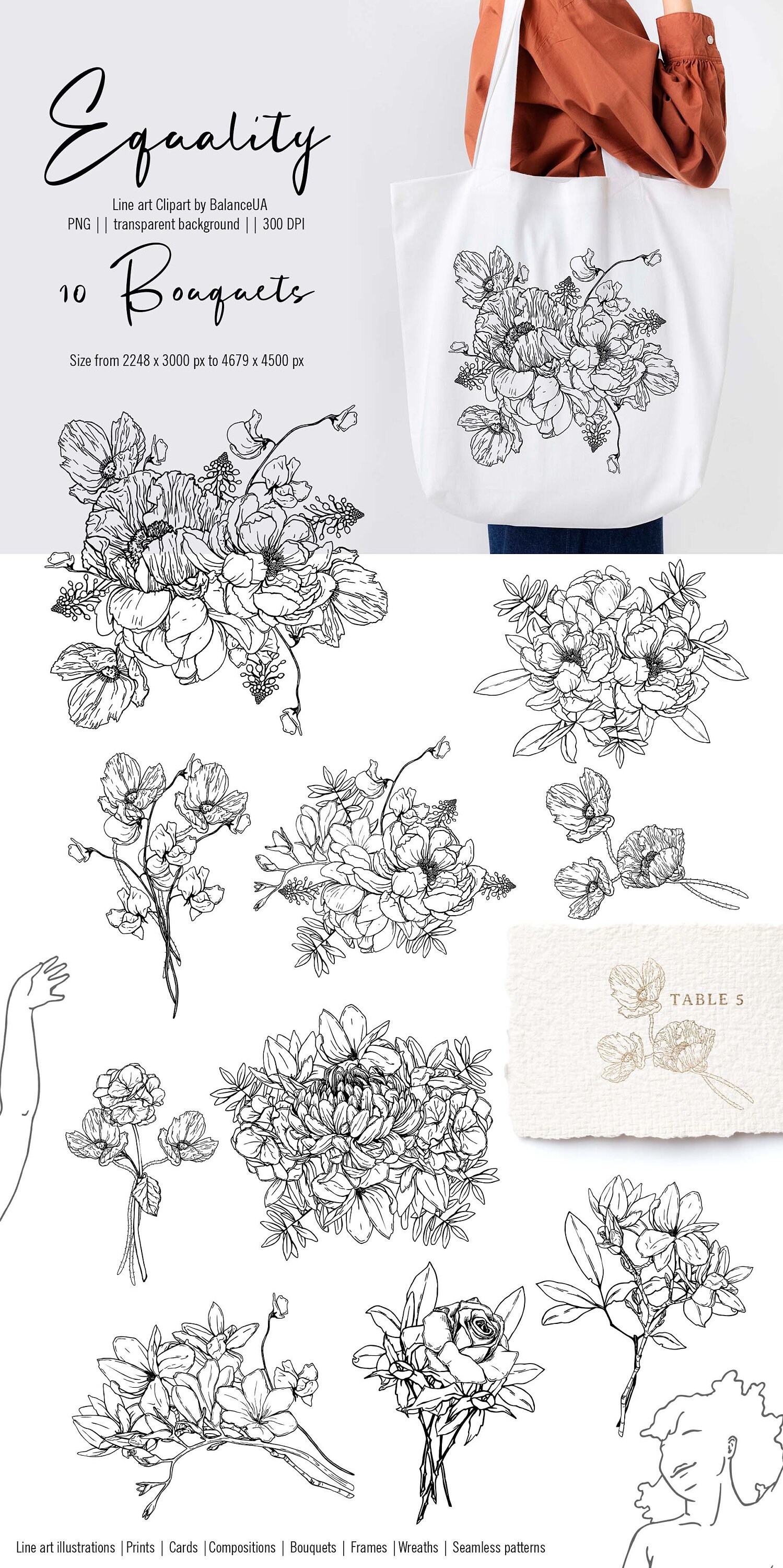 Equality Line Art Clipart, Line Art Floral PNG, Line Art Figures ...