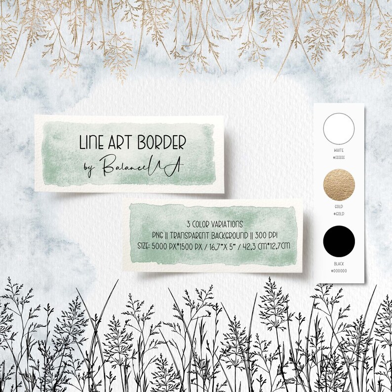Floral Border, Line Art Seamless Border, Botanical Border, Line Art ...