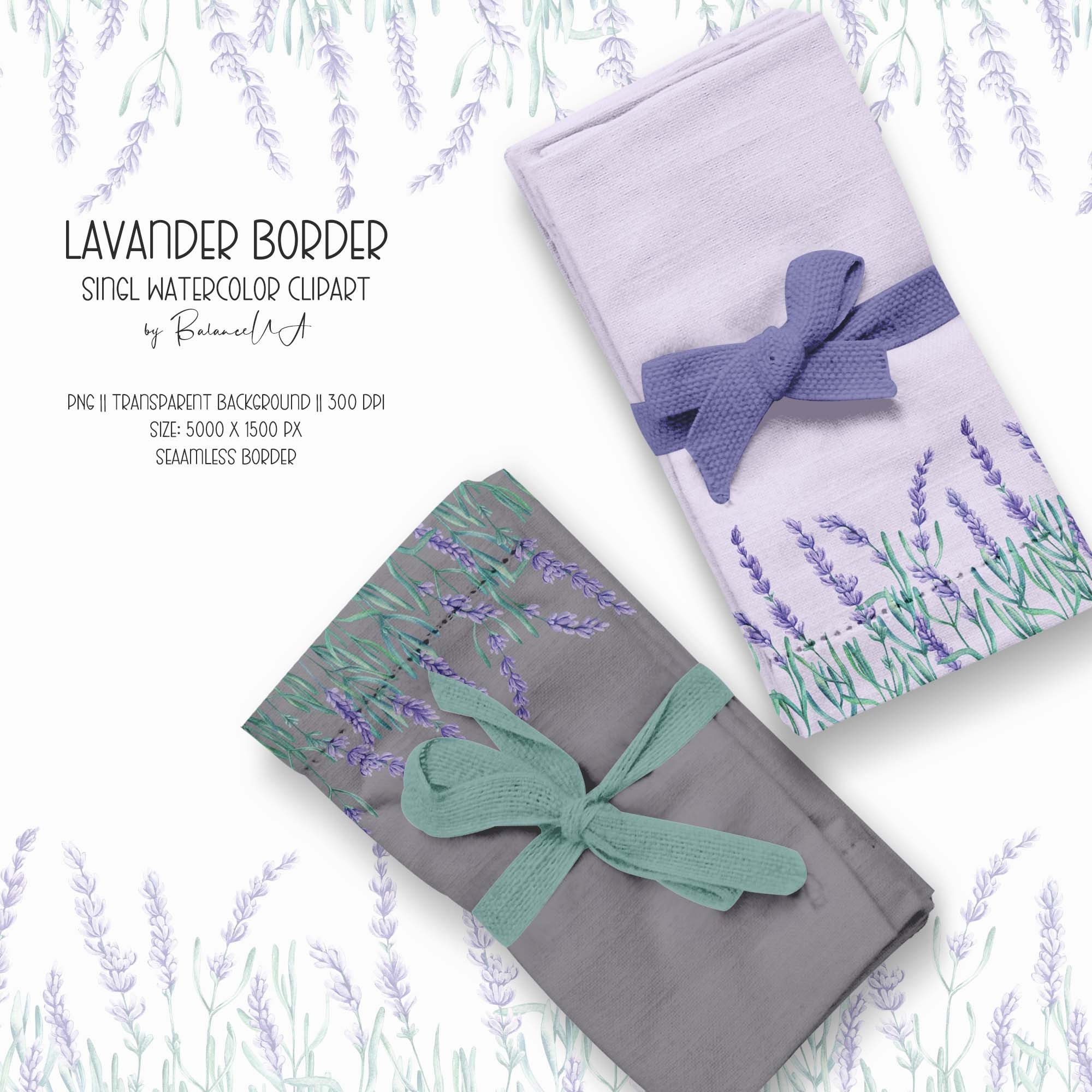 Lavander Seamless Border, Watercolor Single Clipart, Floral Border ...