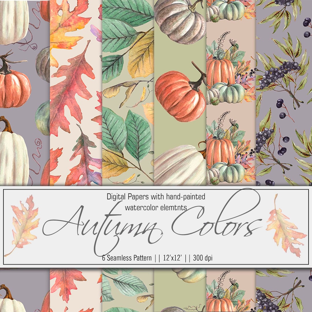 Autumn Digital Paper Pack 12''x12'', Seamless Textures, Printable ...