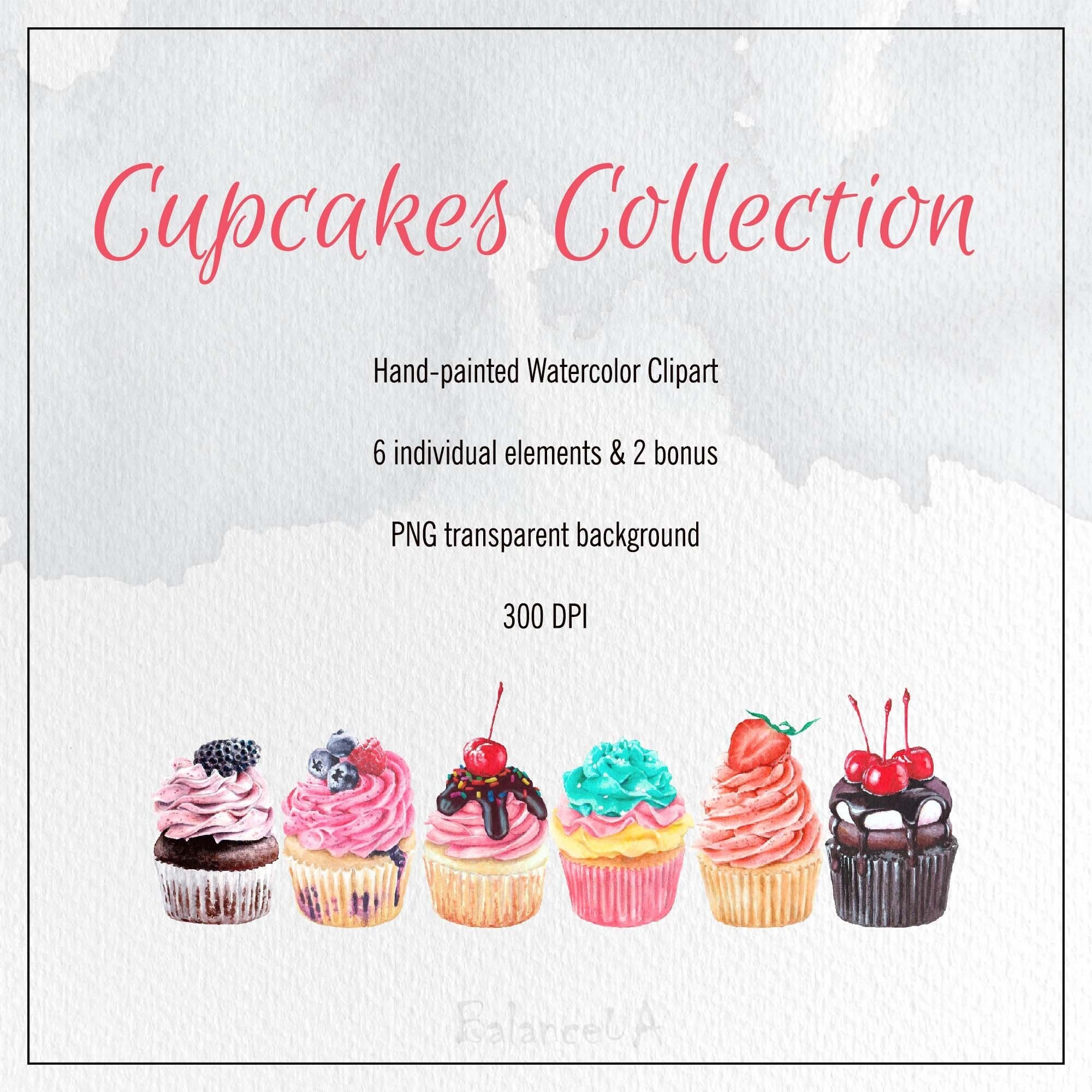 Watercolor Cupcakes Clipart Birthday Clipart Printable Sweet - Etsy