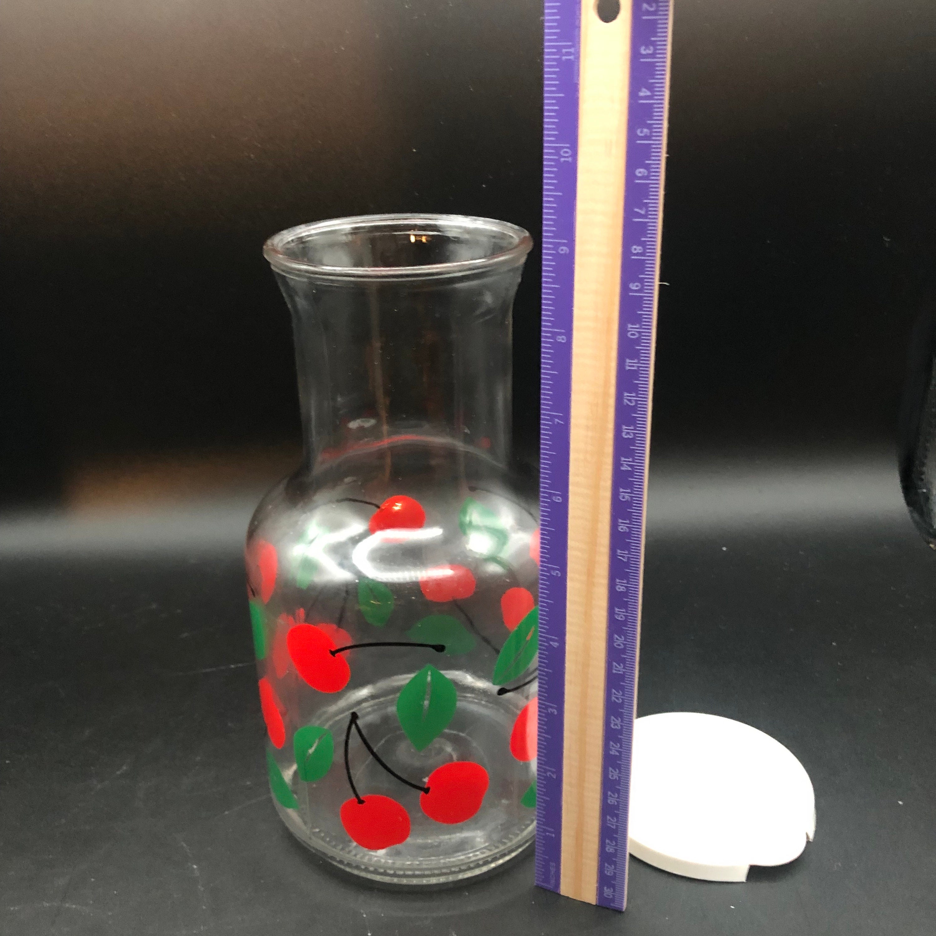 Vintage Libbey Red Cherry Glass Carafe Juice Decanter Pitcher - Etsy