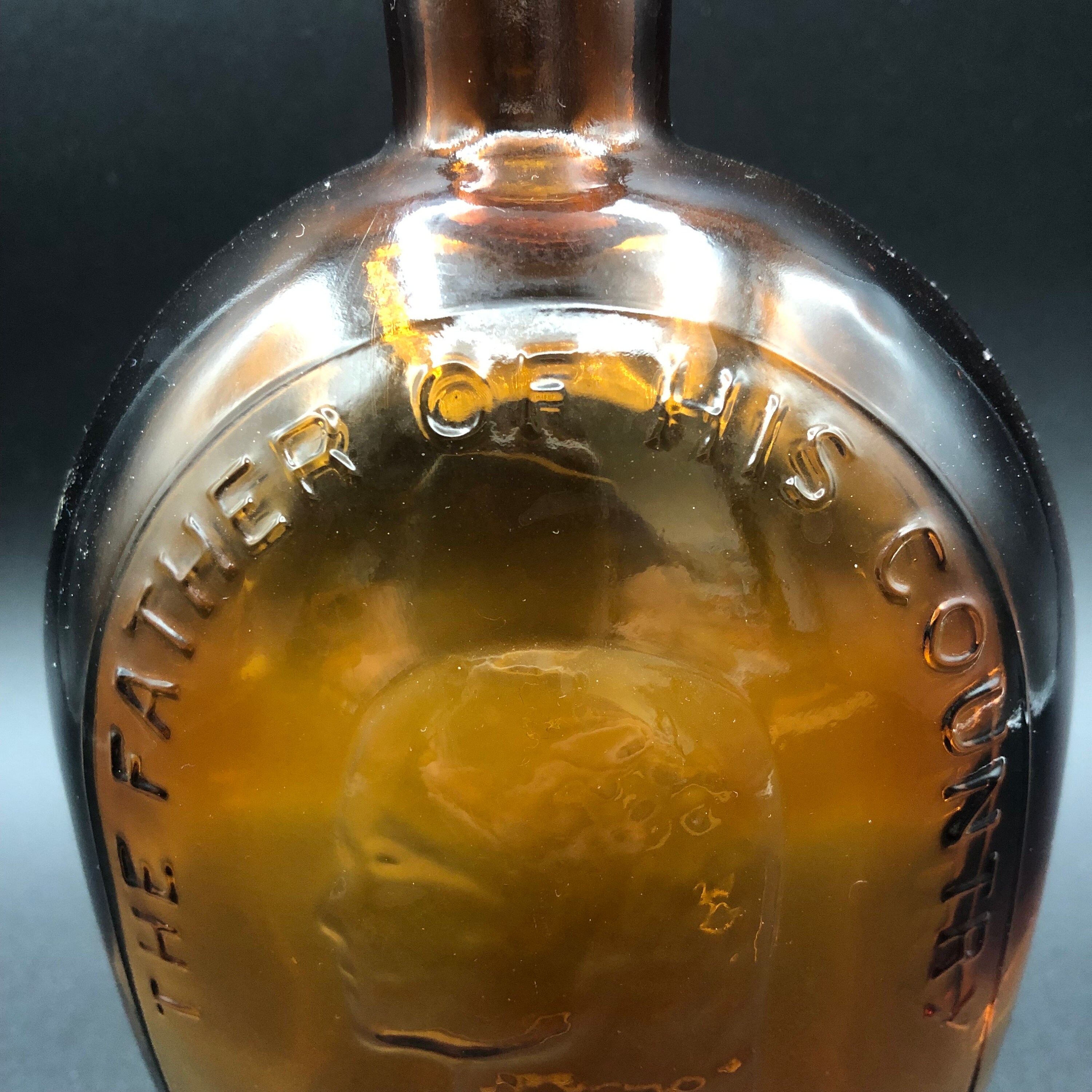 George Washington Vintage Wheaton Glass Bottle Collectible Embossed Amber Colored the Father of ...