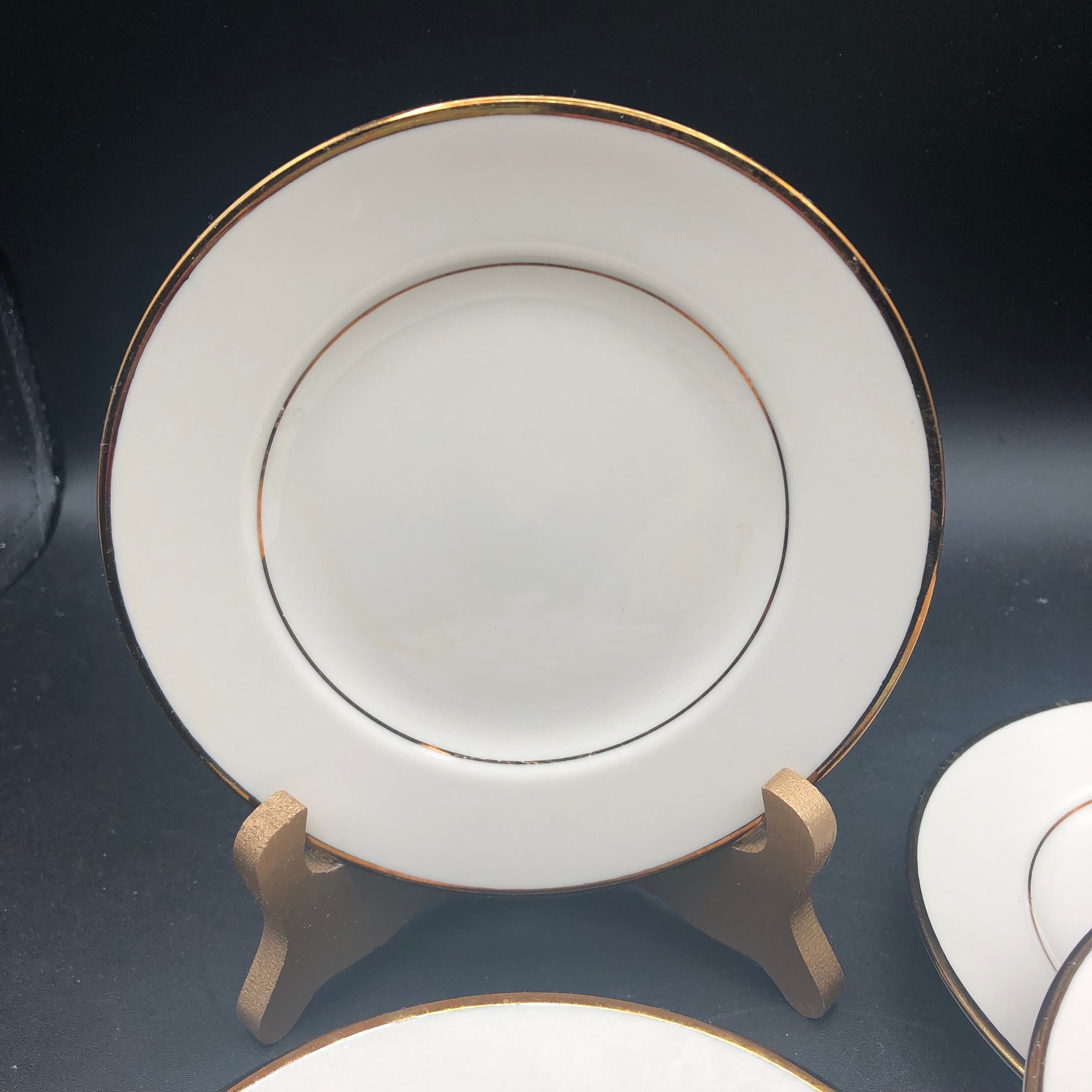 Vintage Homer Laughlin Bread Plates Diplomat Pattern White Gold Rim 5. ...