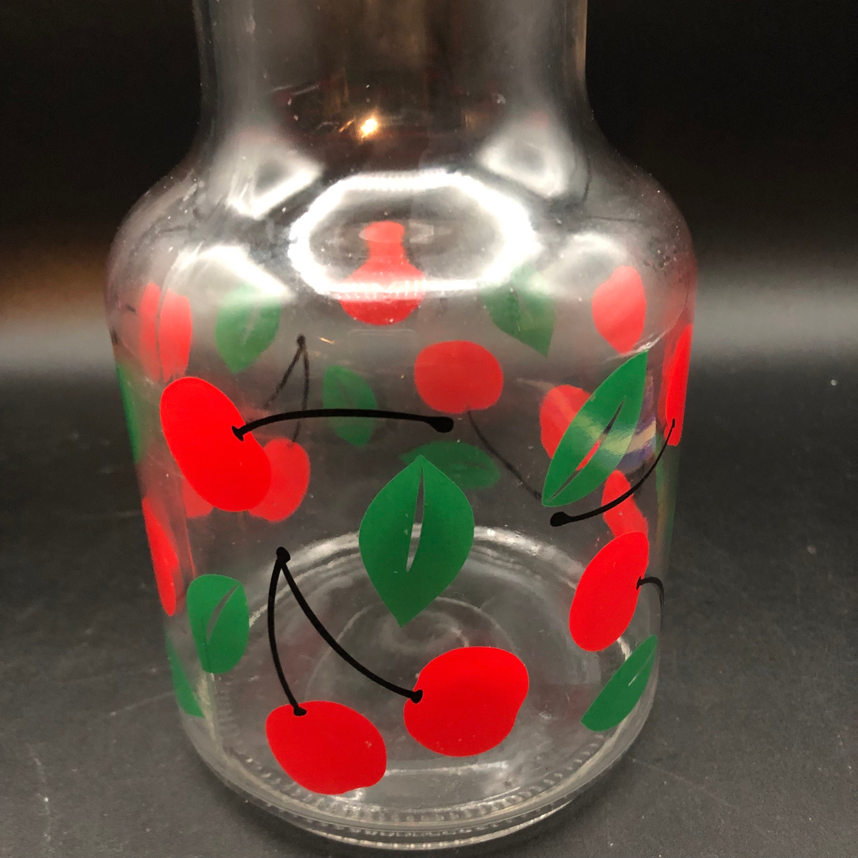 Vintage Libbey Red Cherry Glass Carafe Juice Decanter Pitcher - Etsy