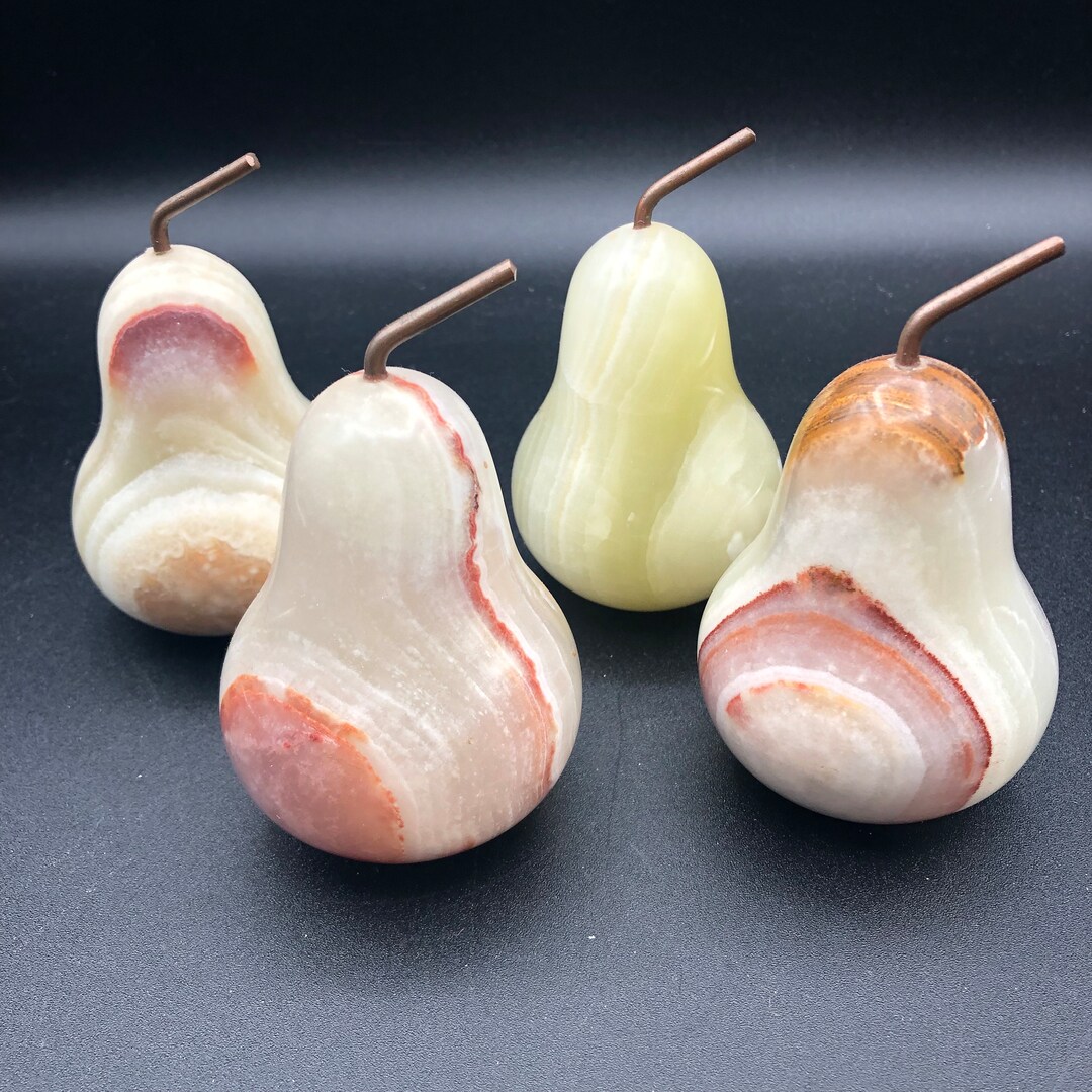 Vintage Onyx Marble Pears Set of 4 Stone Paperweights Alabaster With ...