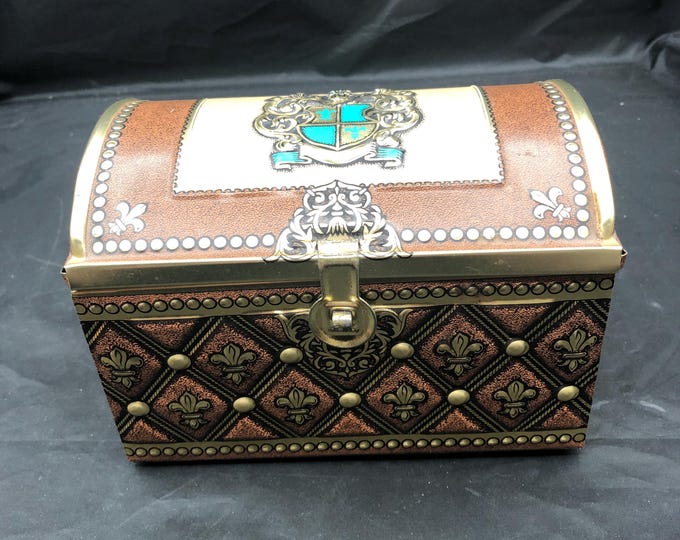 Vintage Trinket Cigar Tin Treasure Chest Style Hinged Lid Metal West ...