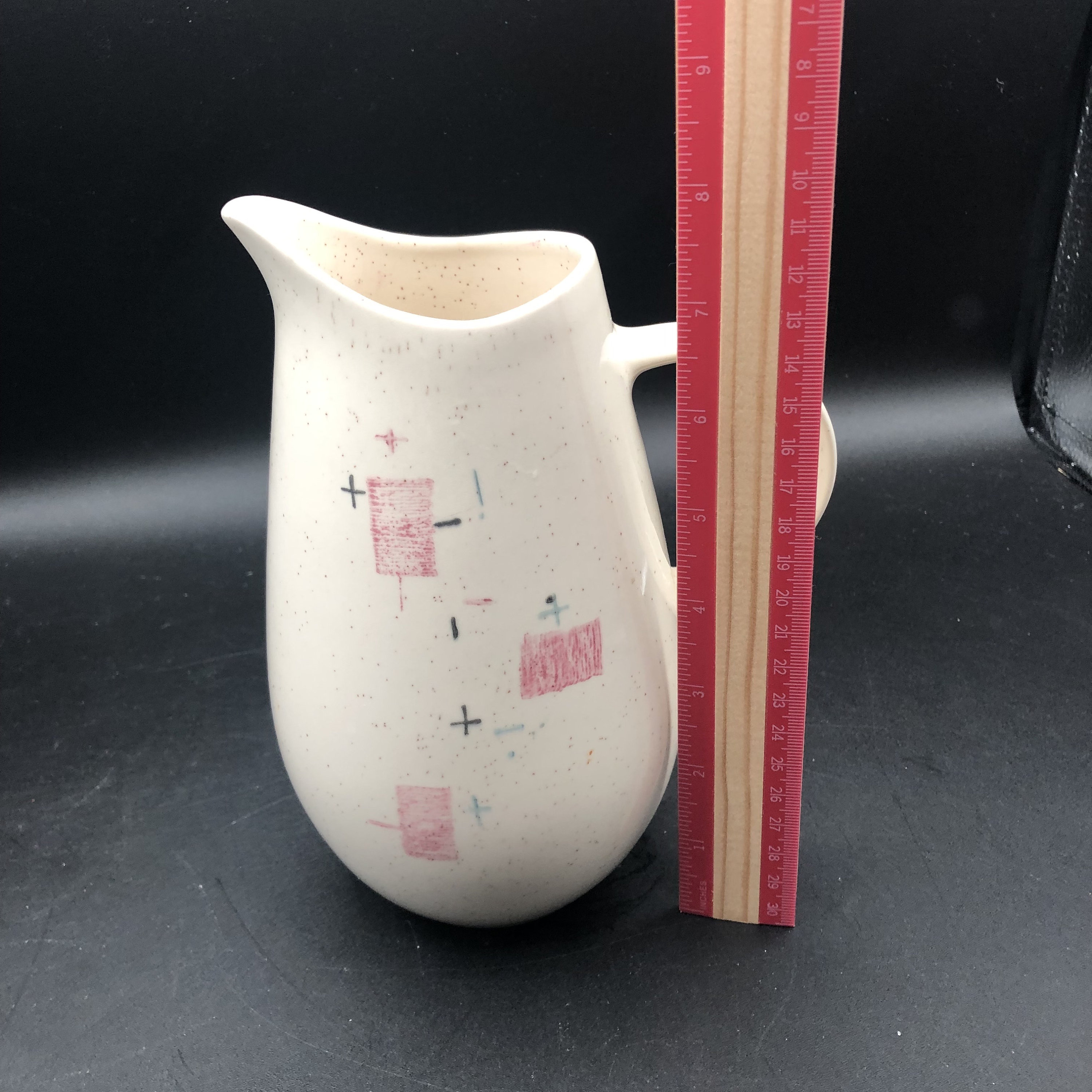 Vintage Tickled Pink Water Pitcher Vernonware Metlox Atomic Sputnik ...