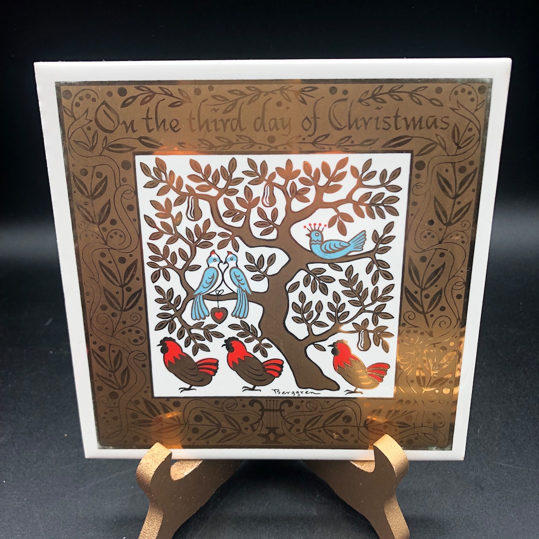 Vintage Berggren Trayner Ceramic Tile: Third Day of Christmas, MCM ...