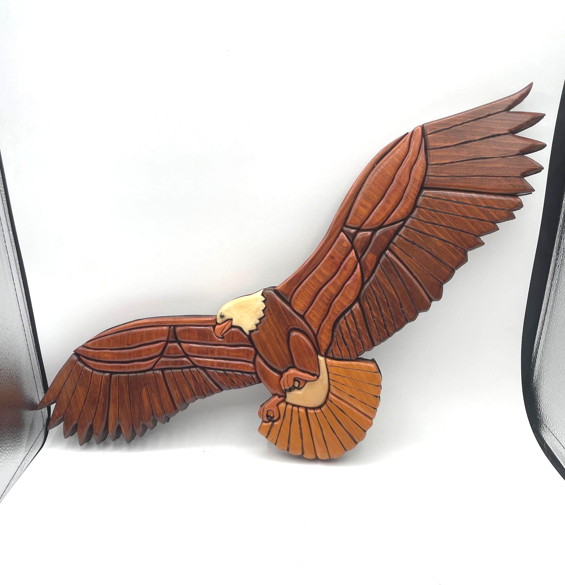 Flying Bald Eagle Intarsia Wood Wall Art Hanging Large 24"w - Etsy