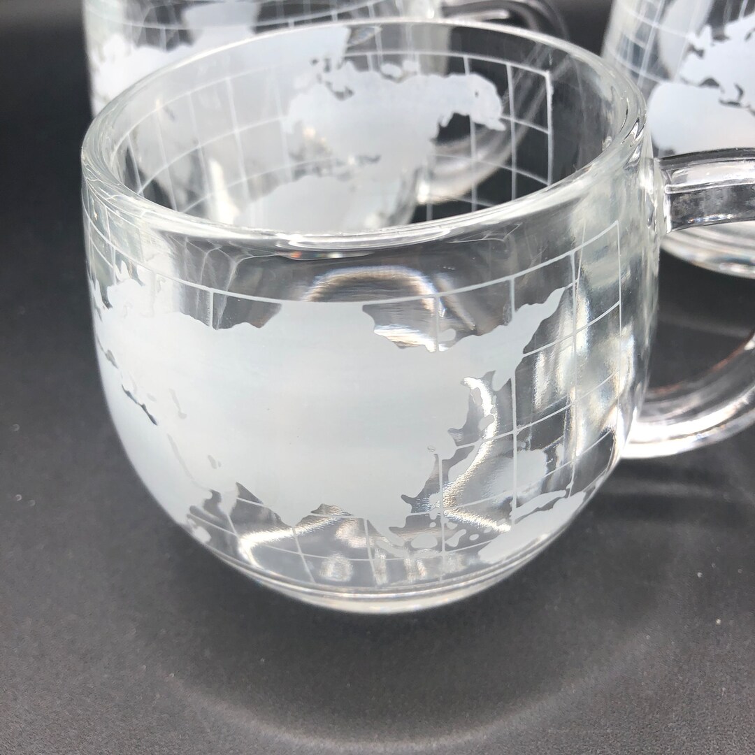 Vintage Nescafé Globe Coffee Mugs Cups Clear Glass Set of 4 - Etsy