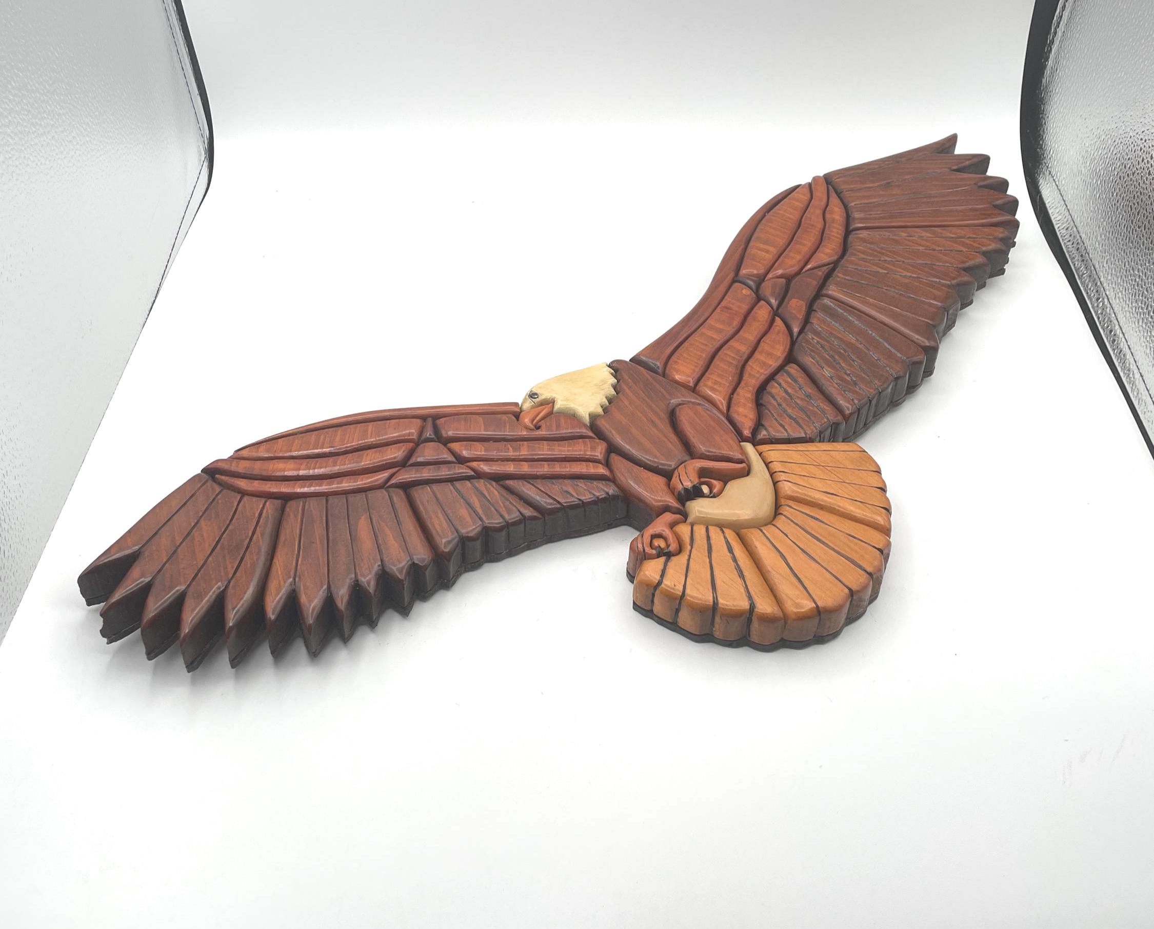 Flying Bald Eagle Intarsia Wood Wall Art Hanging Large 24"w - Etsy