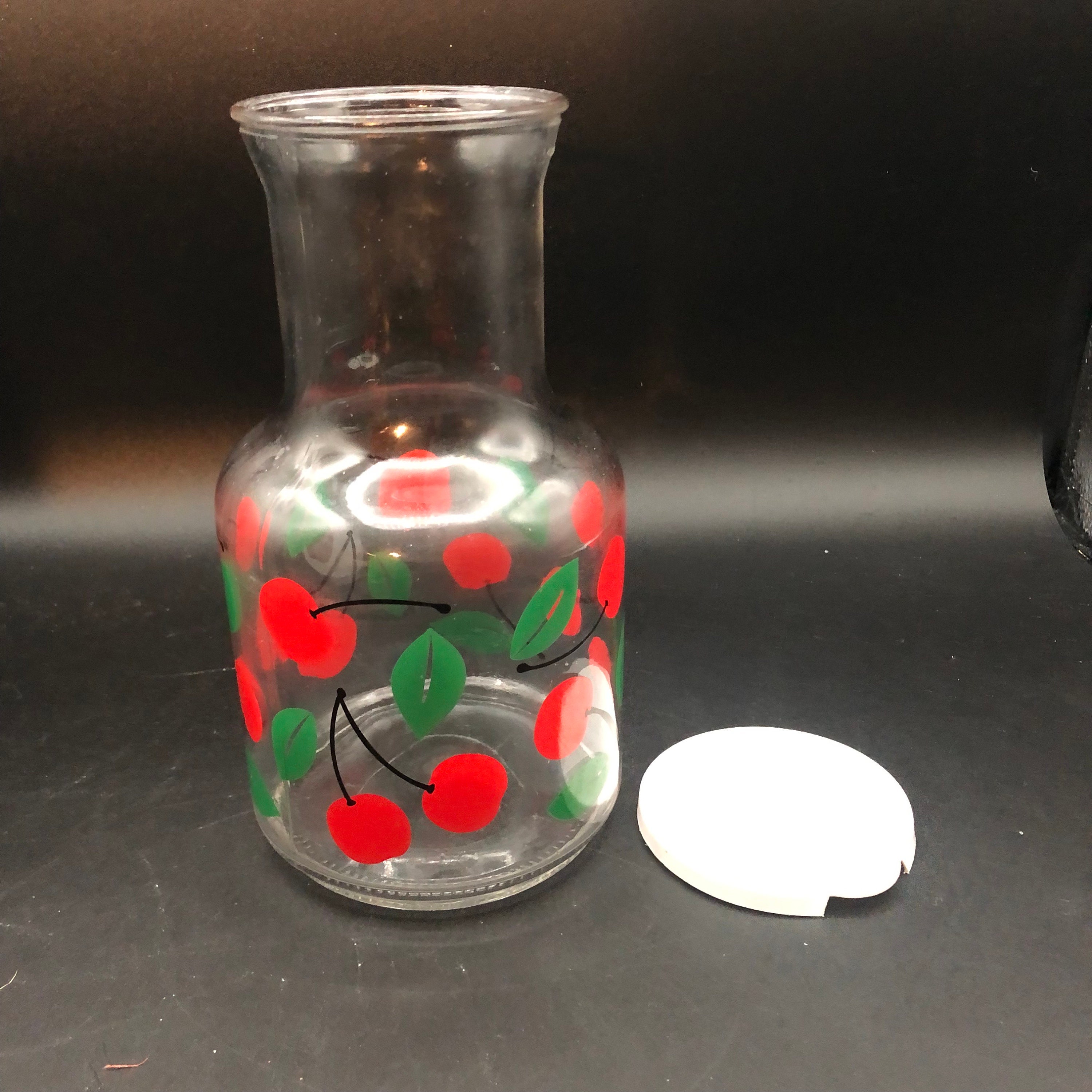 Vintage Libbey Red Cherry Glass Carafe Juice Decanter Pitcher - Etsy