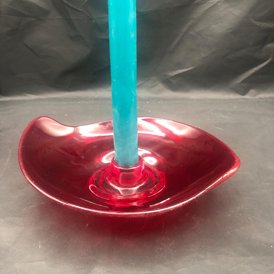 Vintage Viking Ruby Red Glass Taper Candle Holder, Mid Century USA - Etsy