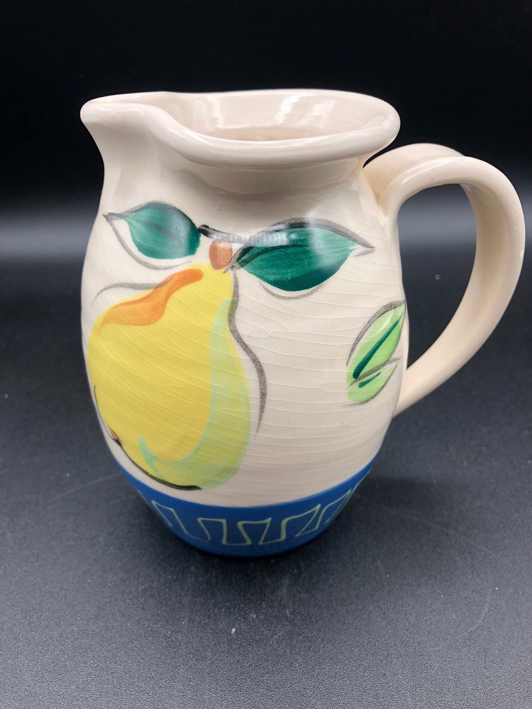 Nancy Toler Pitcher Hand-painted Signed 5 Ceramic Pear Design Laguna ...