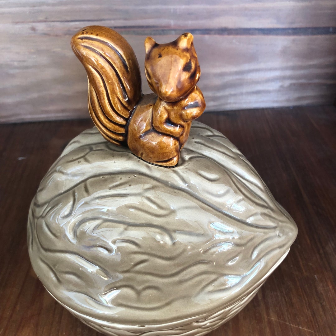 Vintage Squirrel Dish Sitting on a Nut Ceramic Two Pieces Made in ...