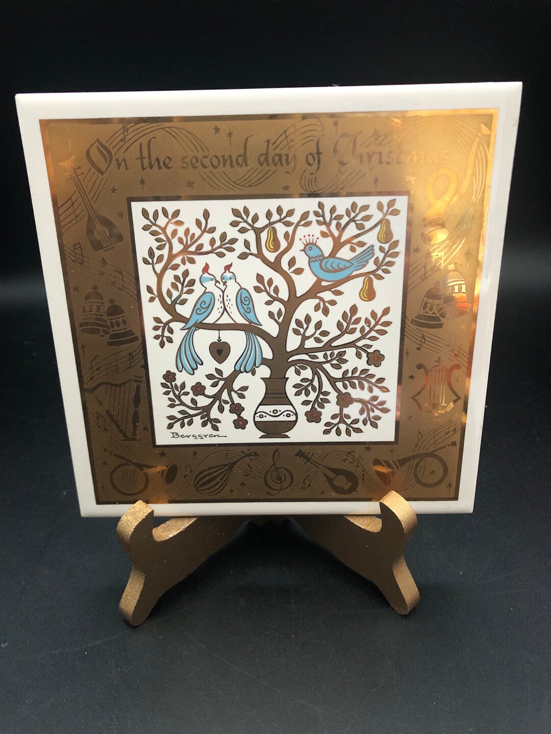 Vintage Berggren Trayner on the Second Day of Christmas Tile Two Turtle ...