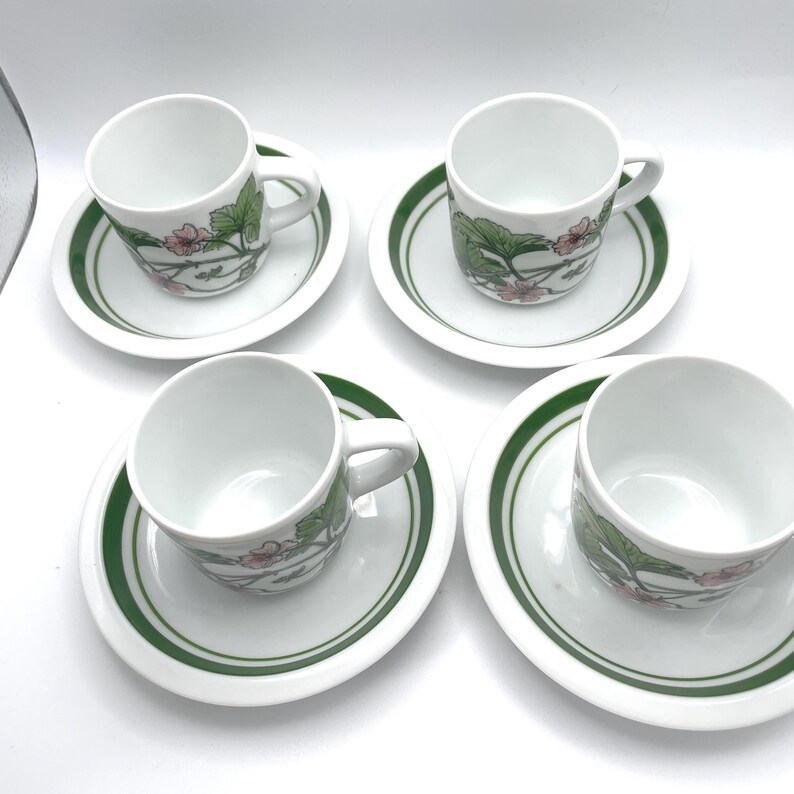 Vintage Ikea Espresso Cups and Saucers Set of 4 Midsommar Pattern ...