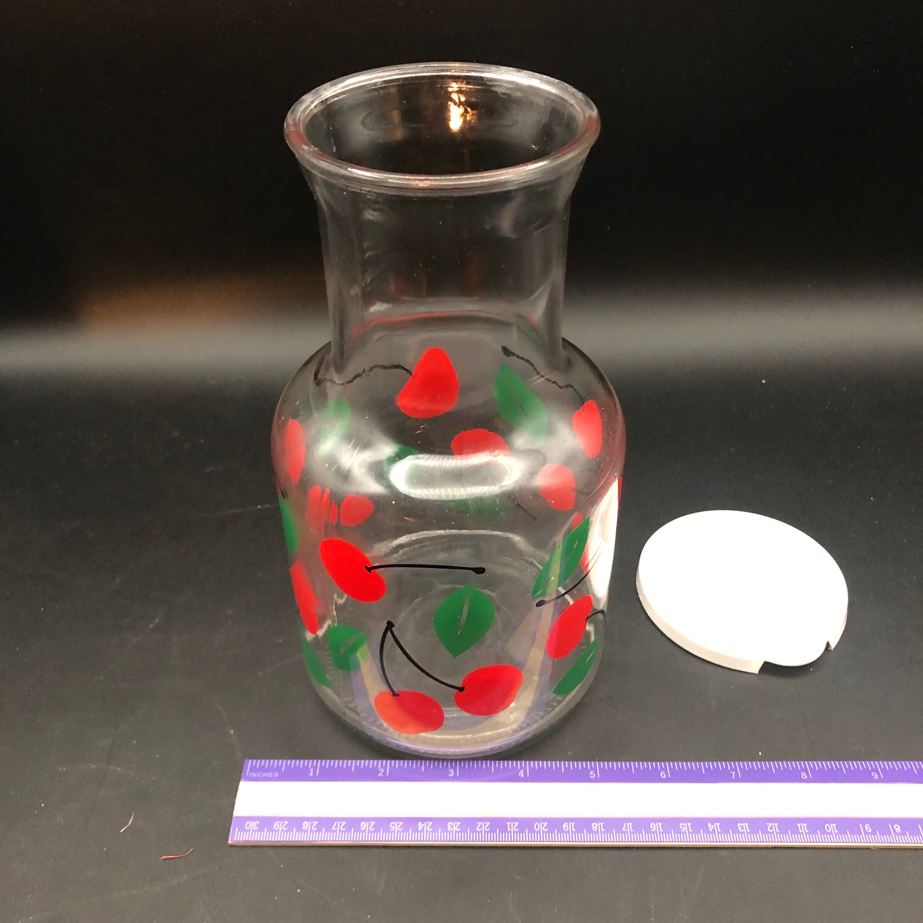 Vintage Libbey Red Cherry Glass Carafe Juice Decanter Pitcher - Etsy