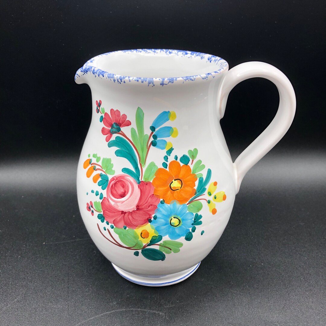 Made in Italy Hand-painted Pitcher for Wine or Water or Flowers Casal ...