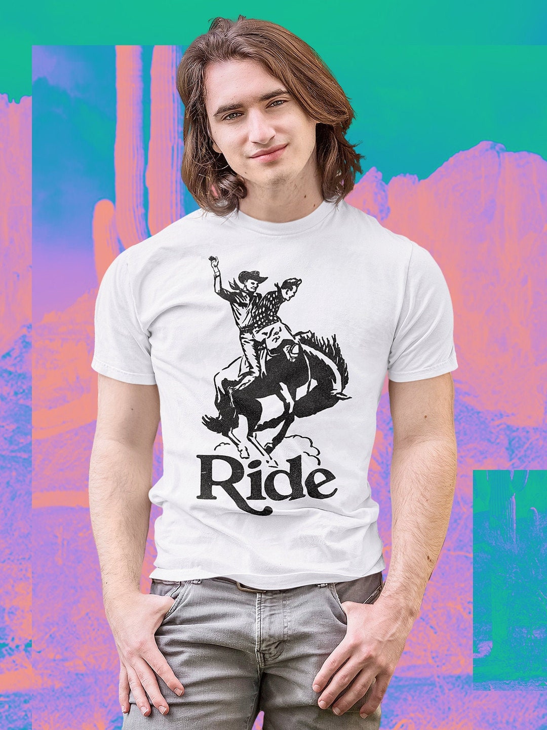 RIDE T-shirt Gay Cowboys, Vintage Queer, Retro Aesthetic, LGBTQ Top ...