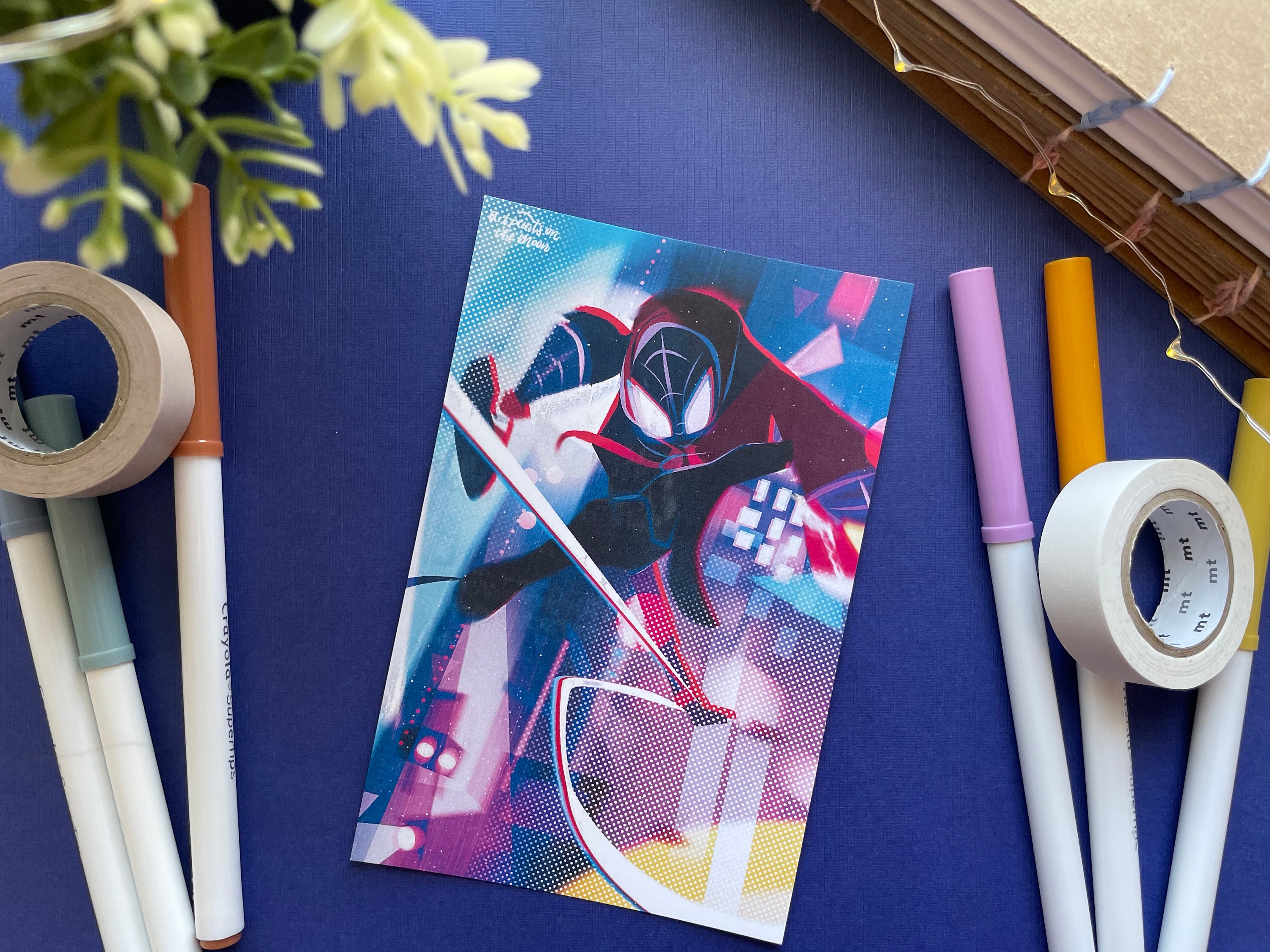 Spiderman A6 postcard / Into the Spiderverse Illustration | Etsy