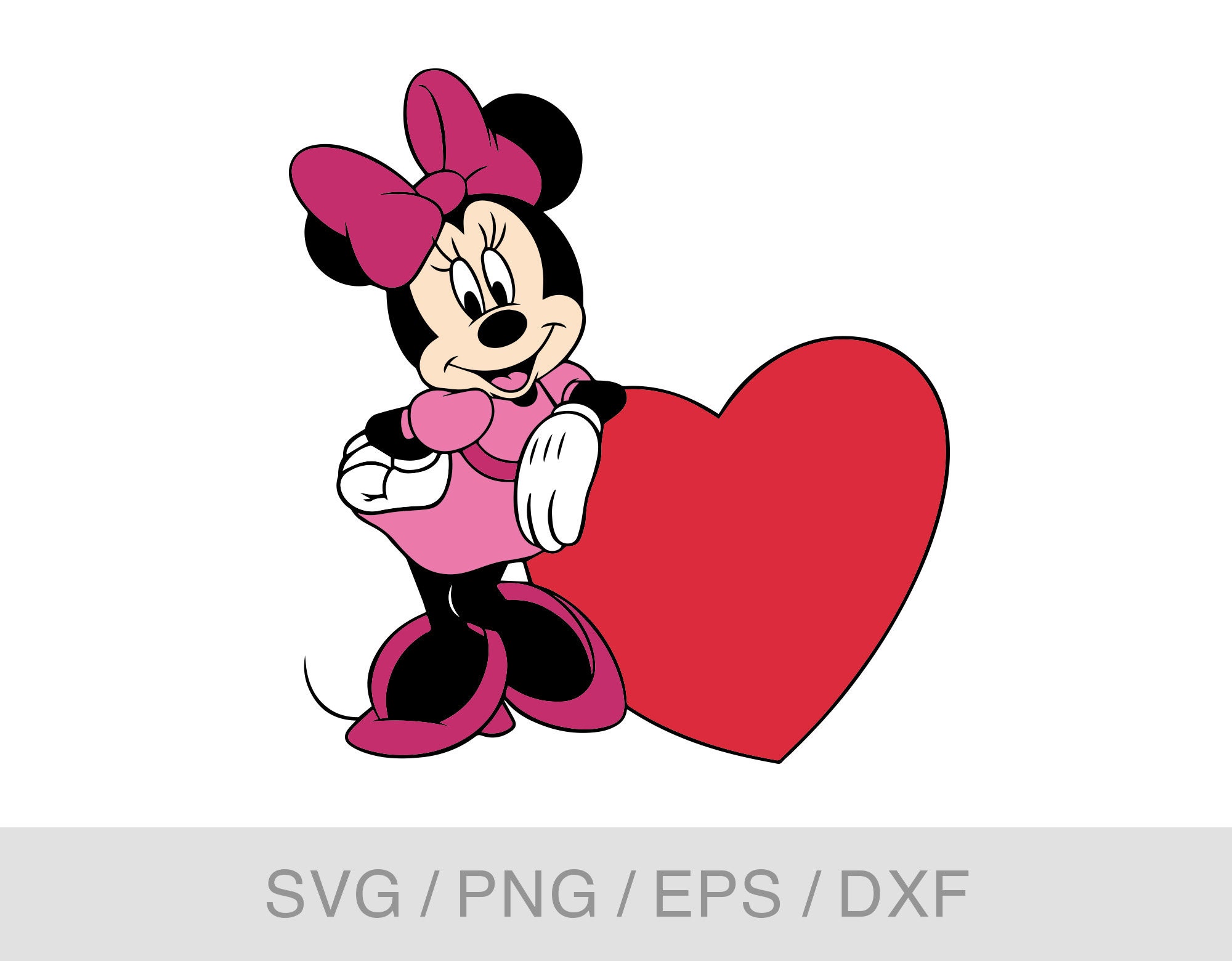 Minnie Mouse with Heart Svg Valentines Day Svg Png Eps Dxf | Etsy