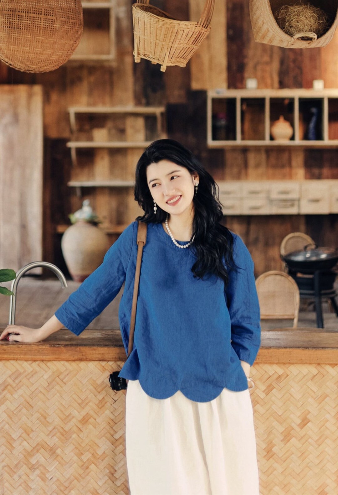 Linen Tops Women Long Sleeves Blouses Loose Soft Casual Custom Handmade ...