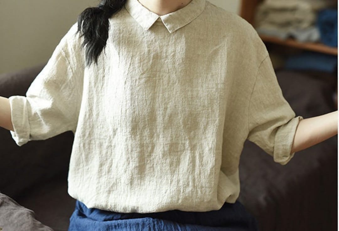 Pure Linen Tops for Women Long Sleeves Linen Shirt Tunic Top Linen ...