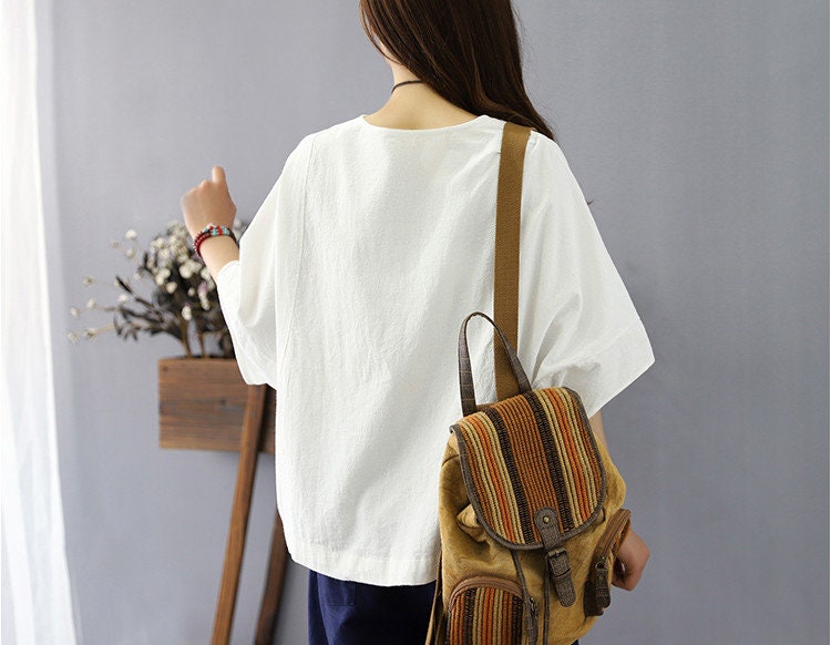 Linen Tops for Women Short Sleeves Blouses Loose Soft Casual - Etsy