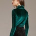 Fall Winter Warm Velvet Top for Women, Long Sleeves Crop Top, V Neck ...