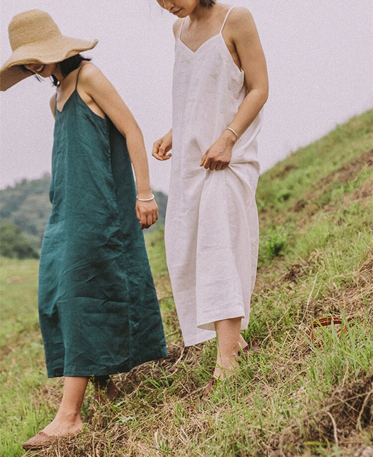 Linen Strap Dress Summer Linen Dress Linen Slip Dress Plus - Etsy