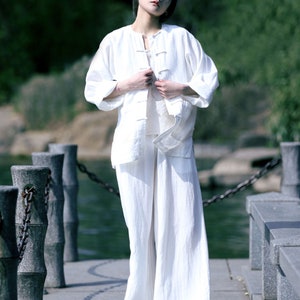 Linen Tops for Women, Spring Summer Linen Coat, White Linen Shirts ...
