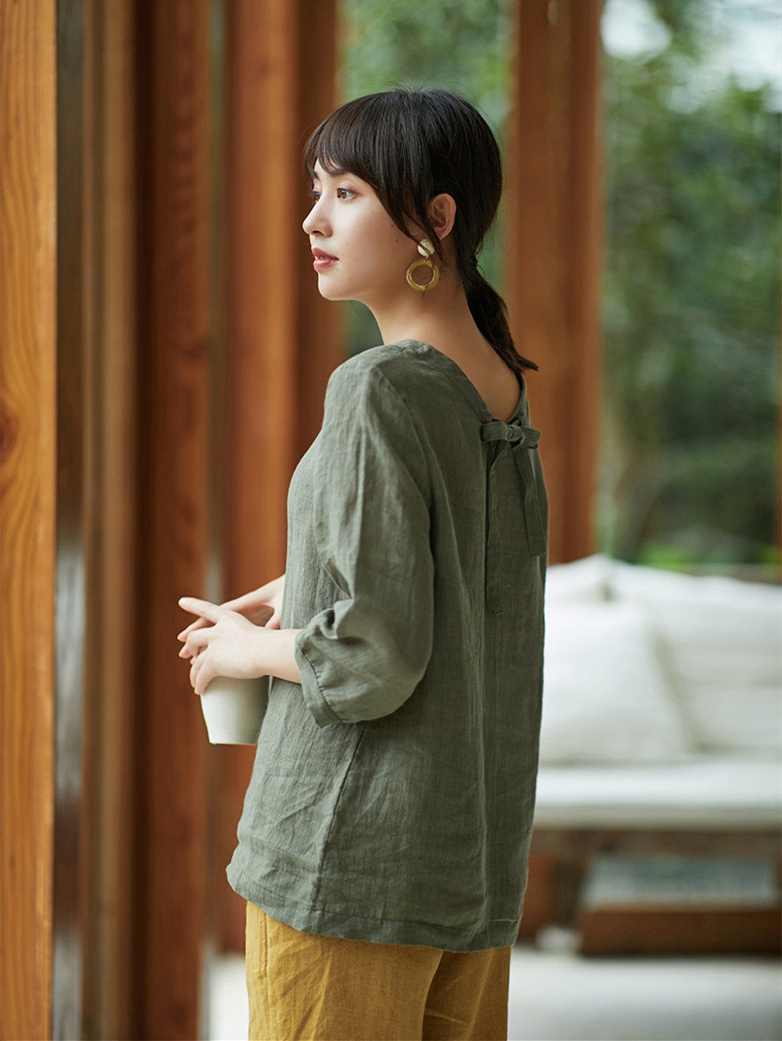 Women Tops Linen Top Long Sleeves Top Loose Casual Tops Linen - Etsy
