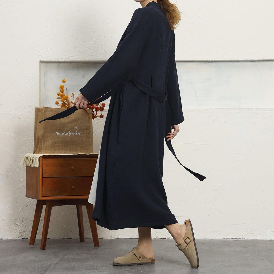 Women Cotton Linen Coat Linen Cardigan Long Sleeves Linen Coat Classic ...