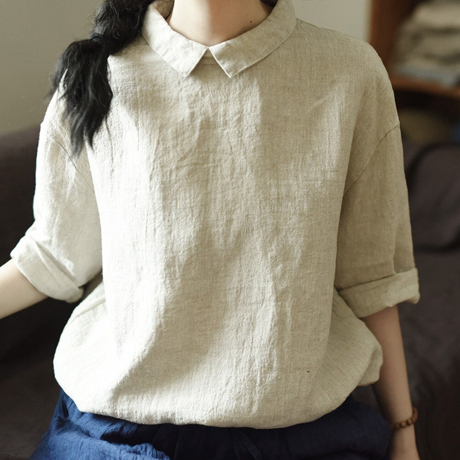 Womens Tops Linen Top Linen Shirt Sleeved Tops for Girl - Etsy