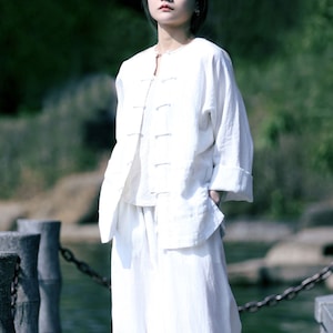 Linen Tops for Women, Spring Summer Linen Coat, White Linen Shirts ...