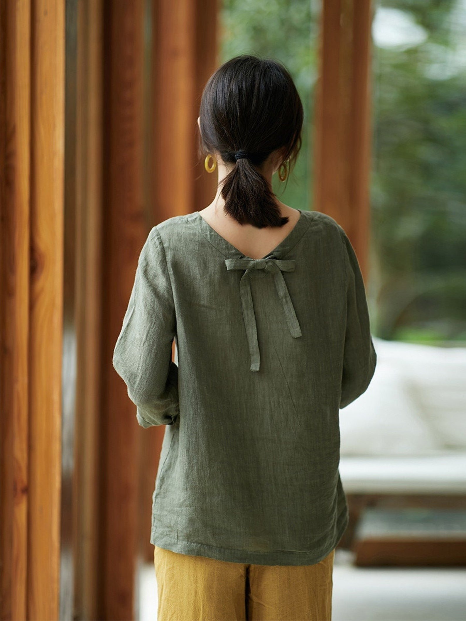 Women Tops Linen Top Long Sleeves Top Loose Casual Tops Linen - Etsy