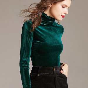 Fall Winter Warm Velvet Top for Women, Long Sleeves Crop Top, V Neck ...