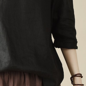 Women’s Pure Linen Tops Loose Linen Shirt Half Sleeves Tops Customized ...