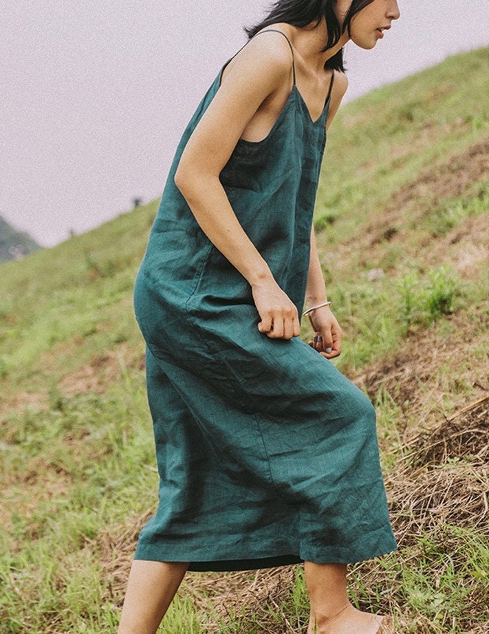 Linen Strap Dress Summer Linen Dress Linen Slip Dress Plus - Etsy
