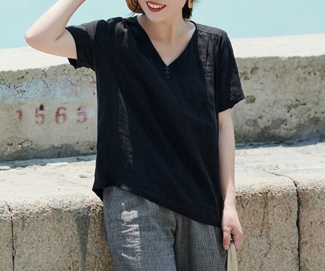 Women's Linen Blouses Loose Linen Tops Pure Linen Shirts Linen Clothing ...