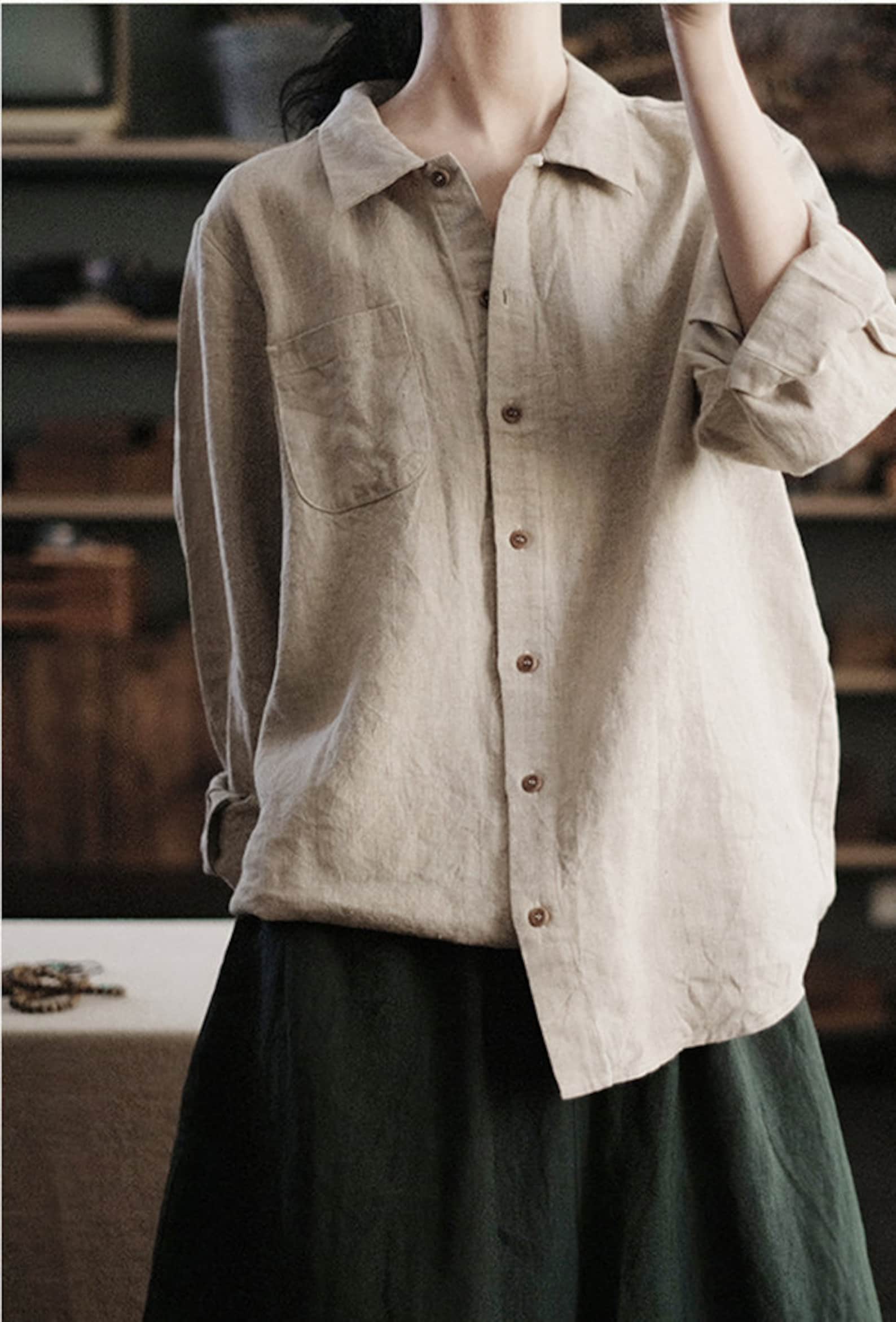 Linen Shirts for Women, Linen Tunic Tops, Spring Custom Oversized ...