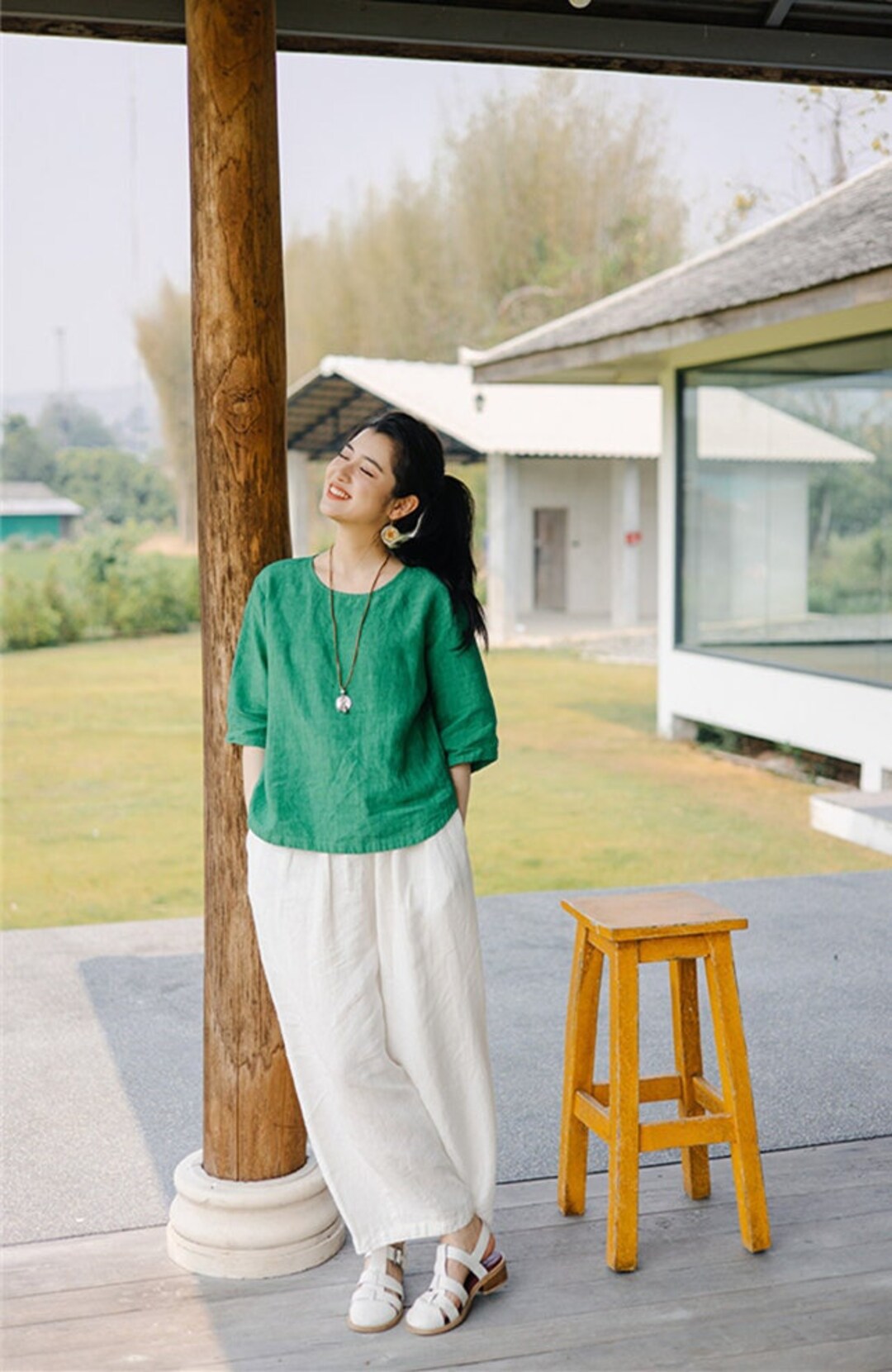 Hauts en lin Womem, haut court en lin, chemisiers en lin, chemise en ...