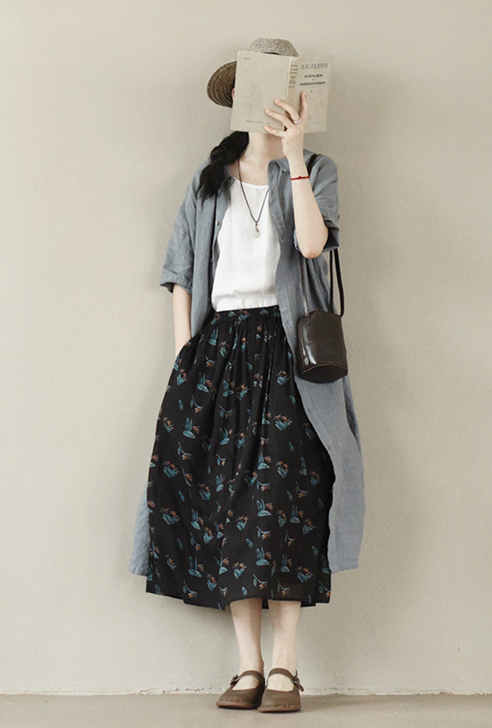 Women's Linen Dress Linen Home Wear Short Sleeves Long - Etsy