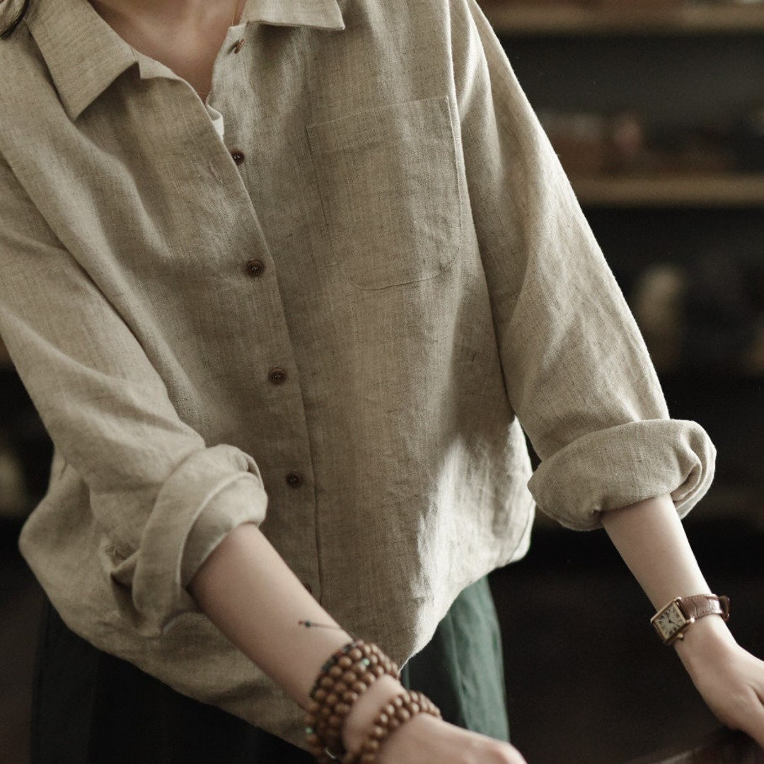 Linen Shirts for Women, Linen Tunic Tops, Spring Custom Oversized ...