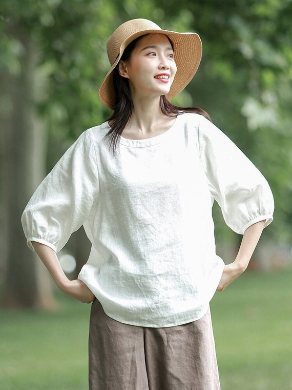 Women's Linen Tops Loose Linen Shirts Oversized Shirts - Etsy