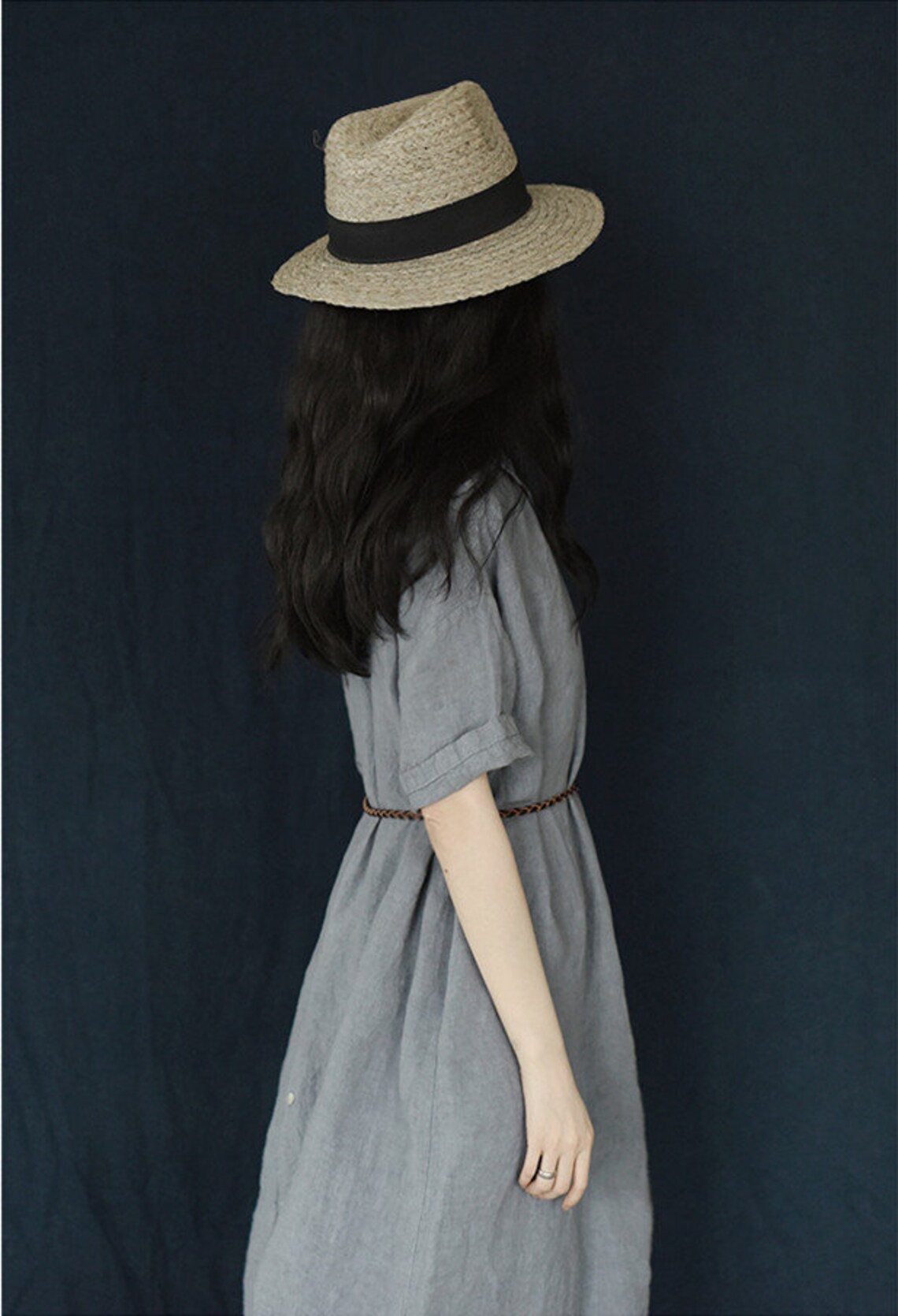 Women's Linen Dress Linen Home Wear Short Sleeves Long - Etsy