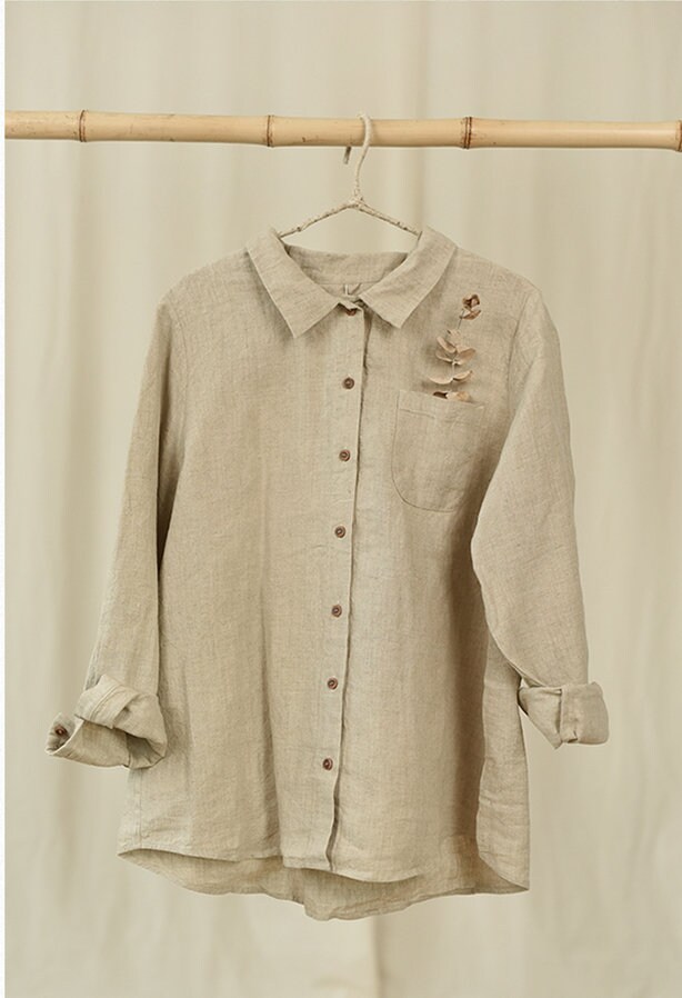 Linen Shirts for Women Linen Tunic Tops Spring Custom - Etsy Canada