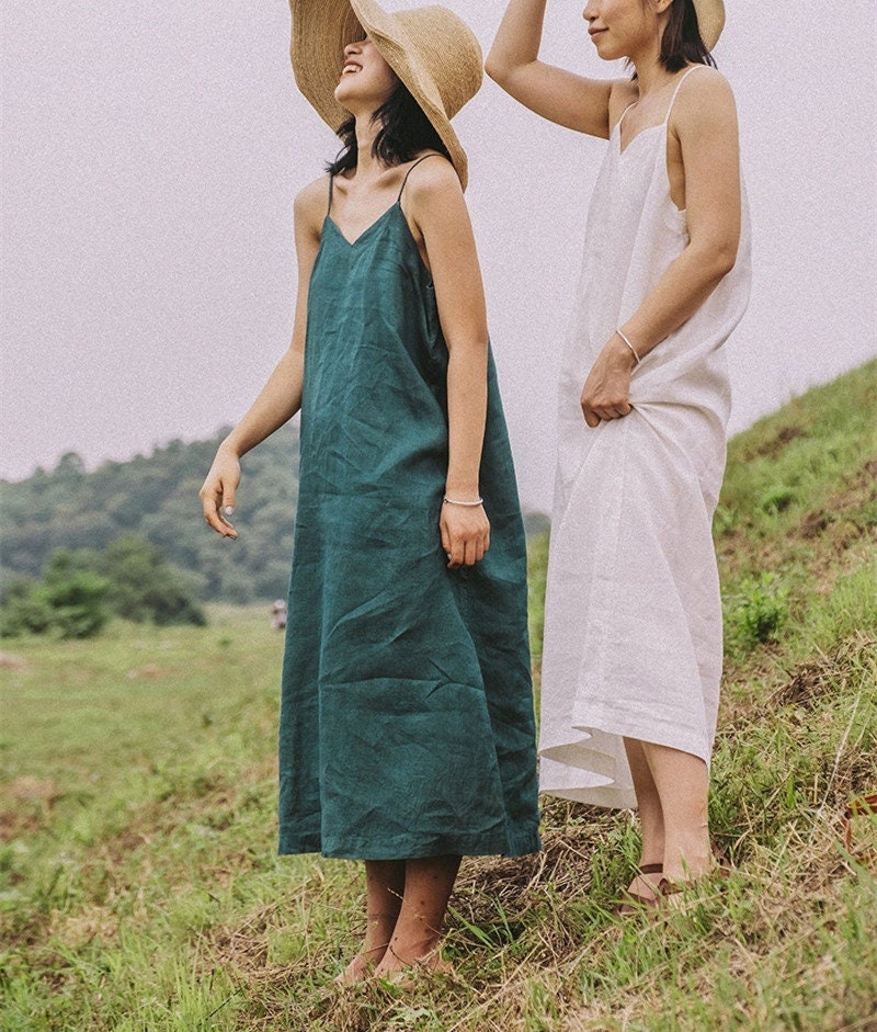 Linen Strap Dress Summer Linen Dress Linen Slip Dress Plus - Etsy